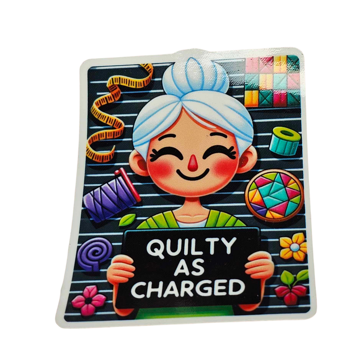 Quilty As Charged Sticker – Humble Stitch