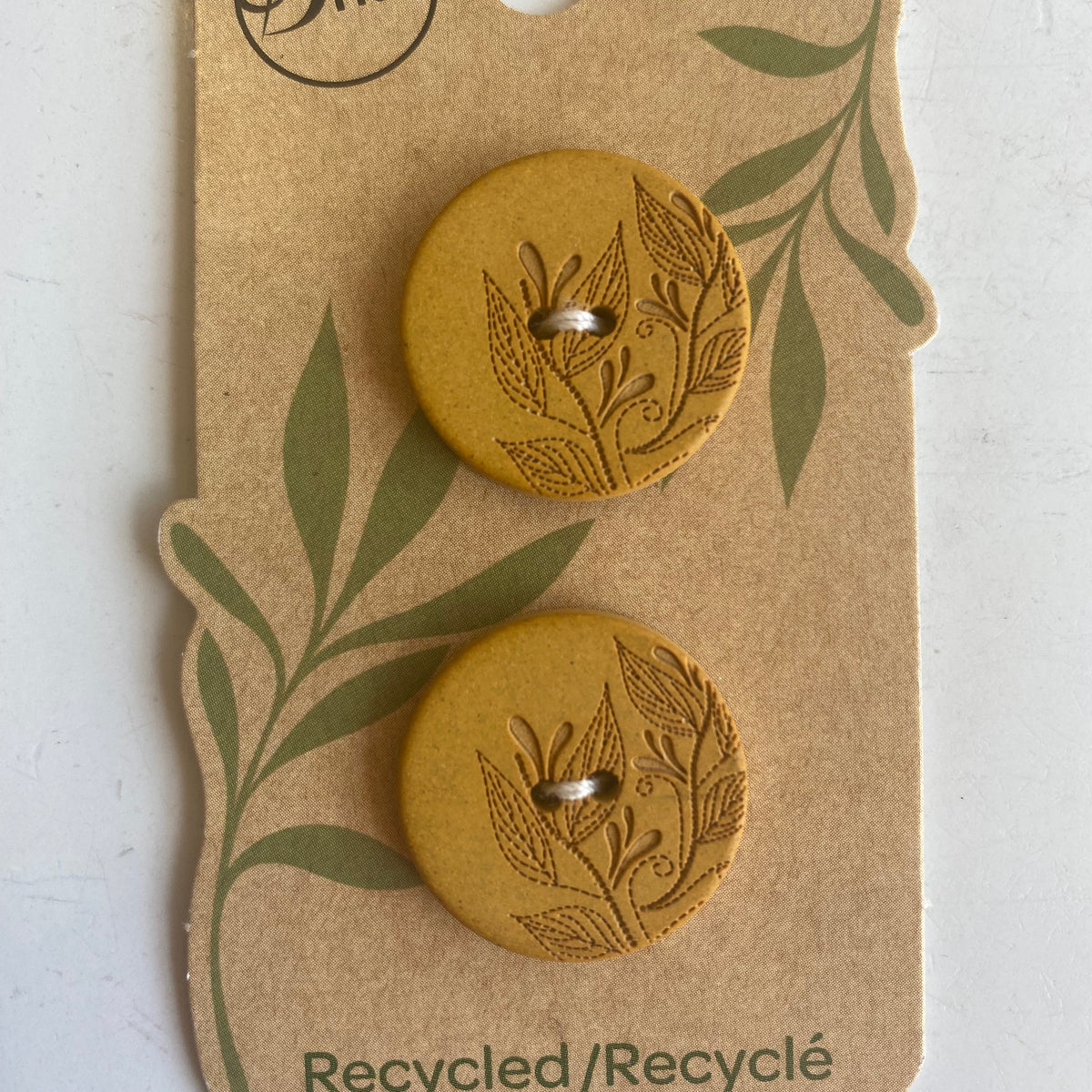 Dritz - Recycled Hemp Button - Floral Mustard 2pc – Humble Stitch