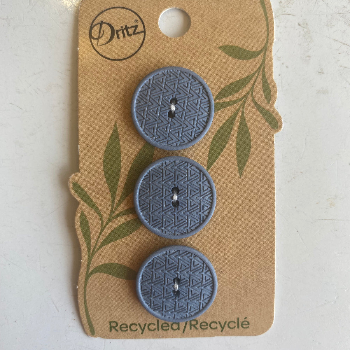 Dritz - Recycled Hemp Button - 3pc Geometric Blue – Humble Stitch