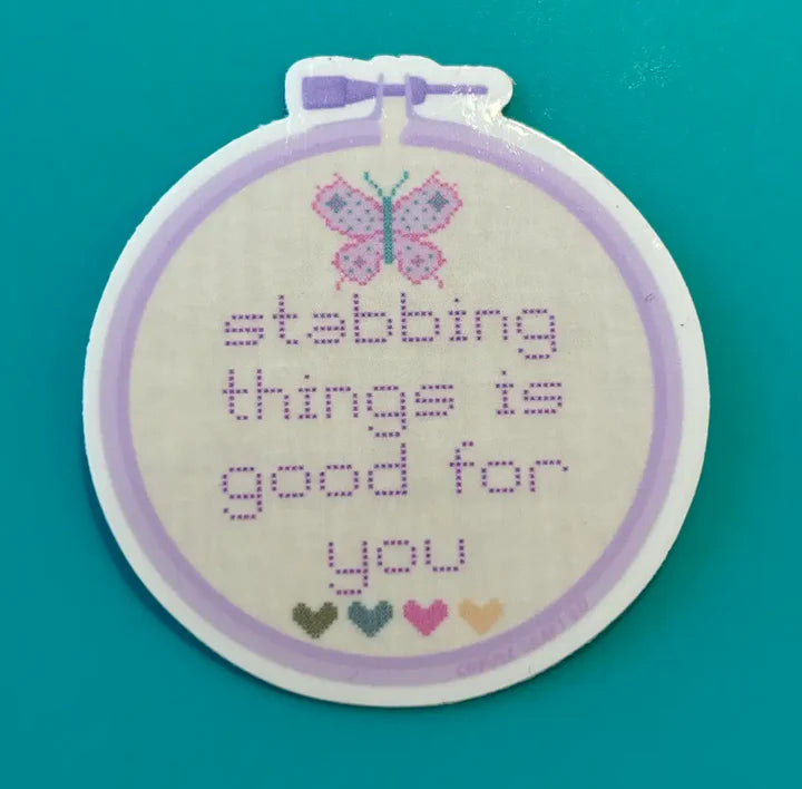 Stabbing Things is Good for You Sticker – Humble Stitch